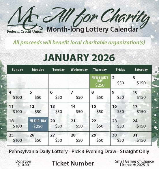 Jan 2026 Lotto Calendar | MC Federal Credit Union